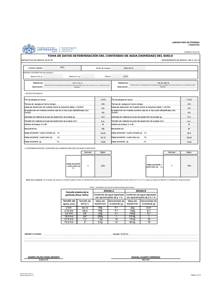 Humedad Inv e 122 13 | PDF | Masa | Humedad