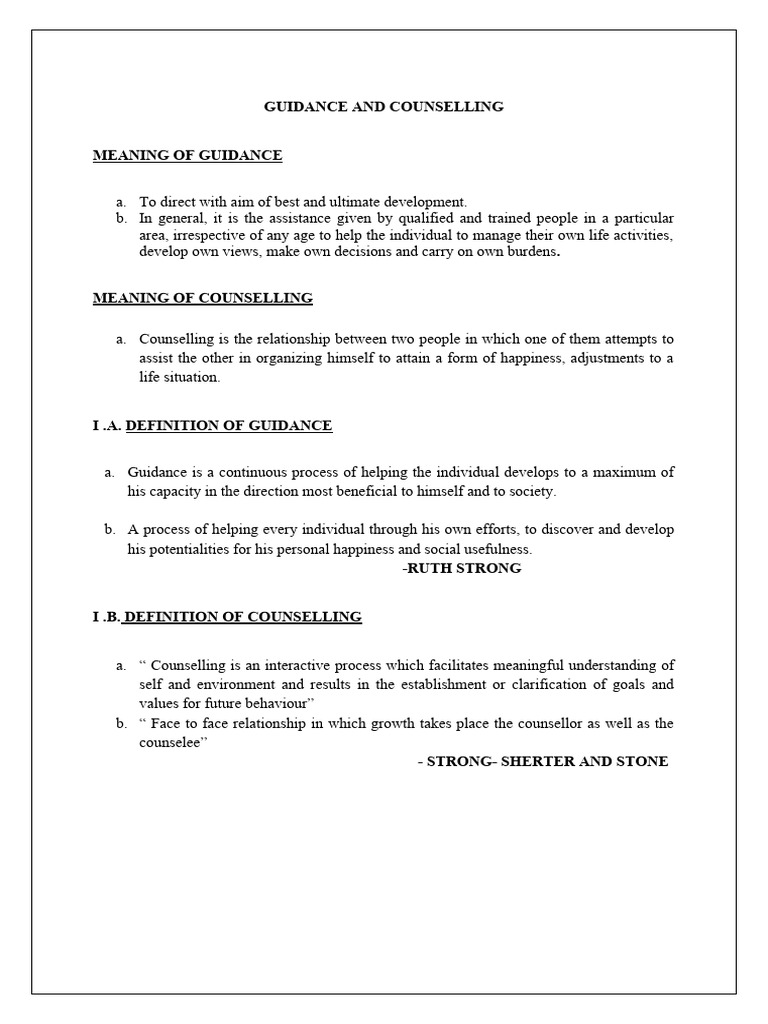 guidance and counselling | PDF | Counseling Psychology | Cognitive Science