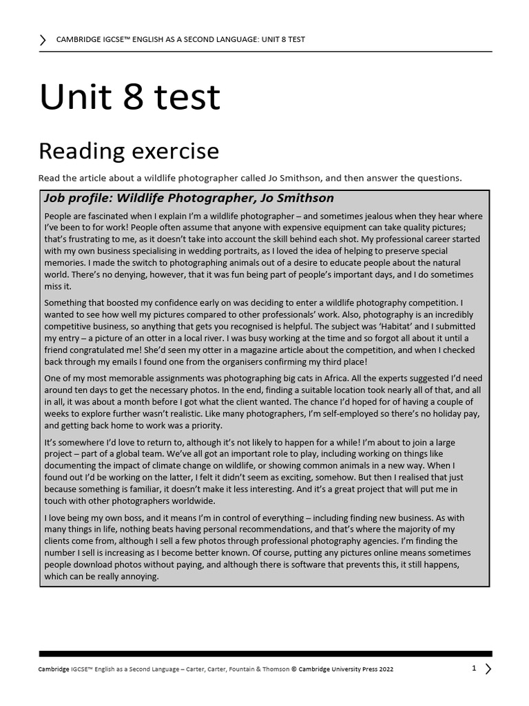 Igcse Esl 6ed Tr Unit8 Test Pdf Planets Astronomy