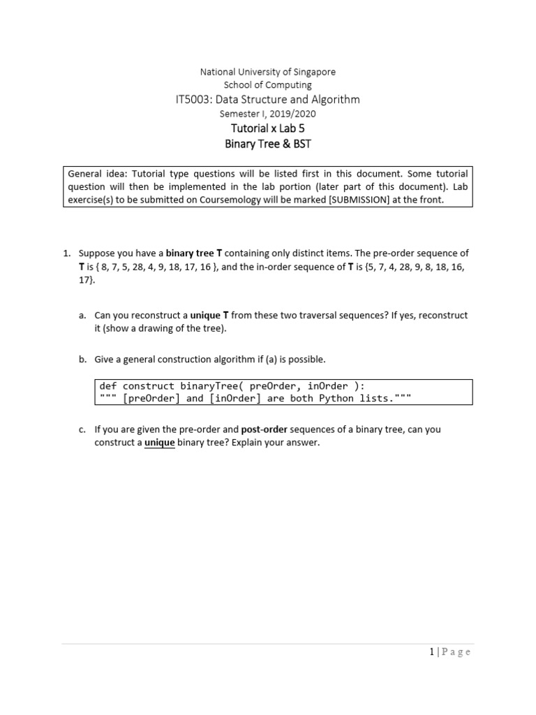 TL05 - Binary Tree and BST | PDF | Applied Mathematics | Computer Science TL05 - Binary Tree and BST | PDF | Applied Mathematics | Computer Science