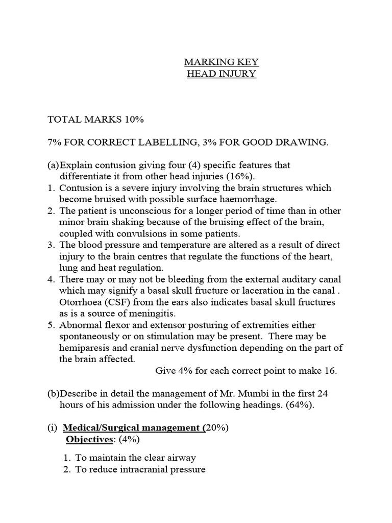 Marking Key Head Injury | PDF | Coma | Exhalation