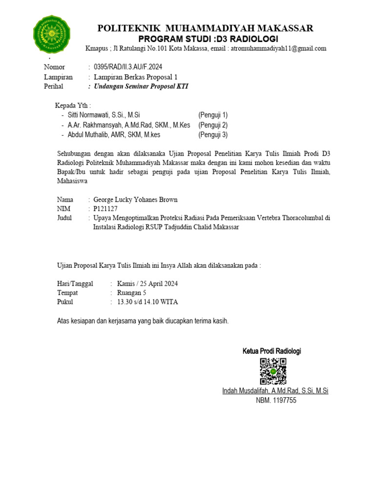 SURAT UNDANGAN PROPOSAL KTI - Format | PDF | Teknologi & Rekayasa