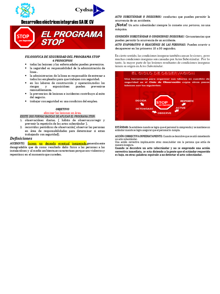 Triptico Stop Por La Seguridad | PDF