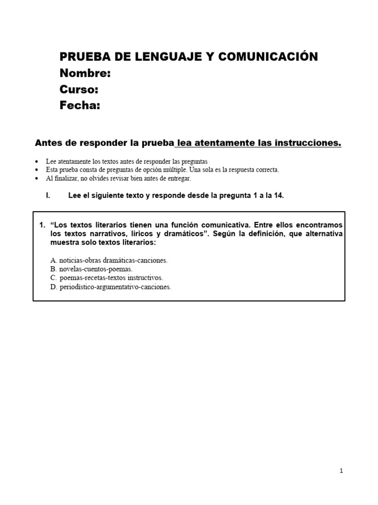 Evaluacion de Tipos de Textos | PDF