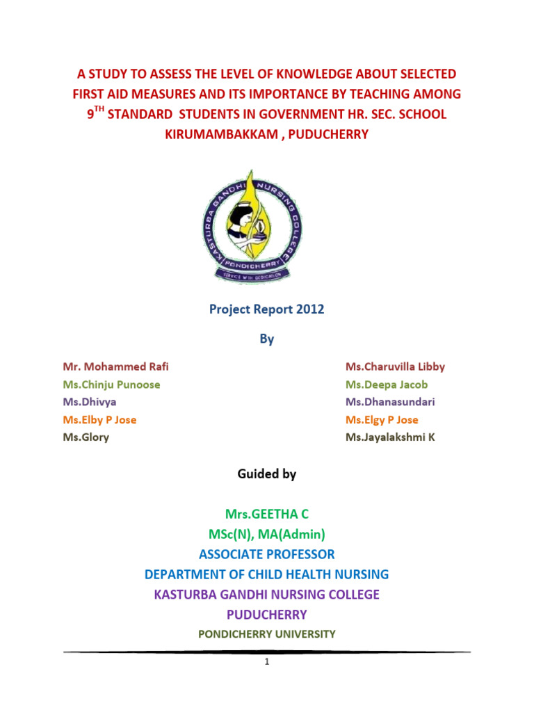 rafi study | PDF | Sampling (Statistics) | First Aid