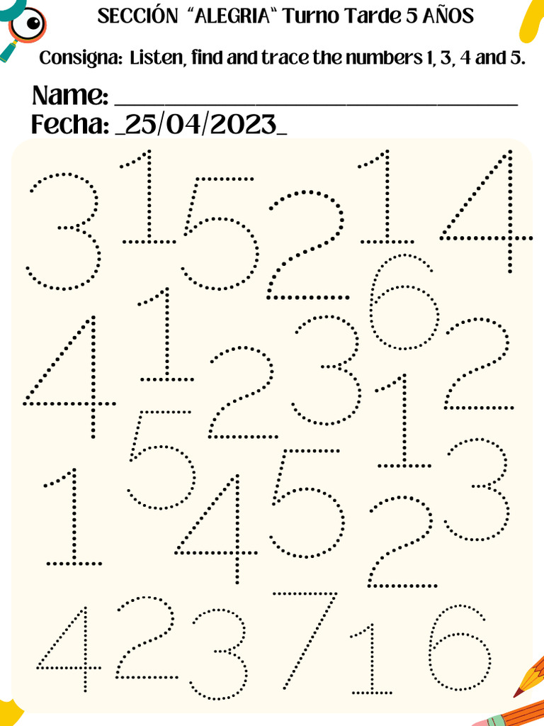 Blue White Find and Trace Numbers Worksheet | PDF