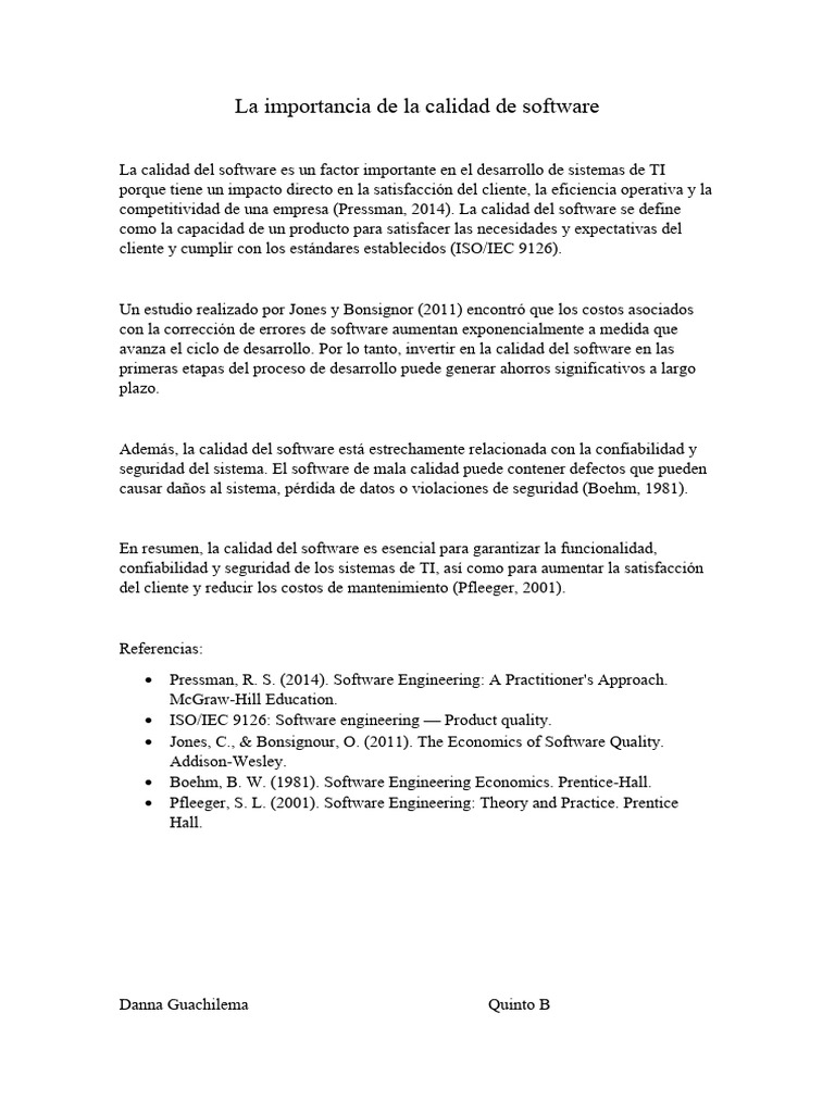 La Importancia de La Calidad de Software | Descargar gratis PDF ...