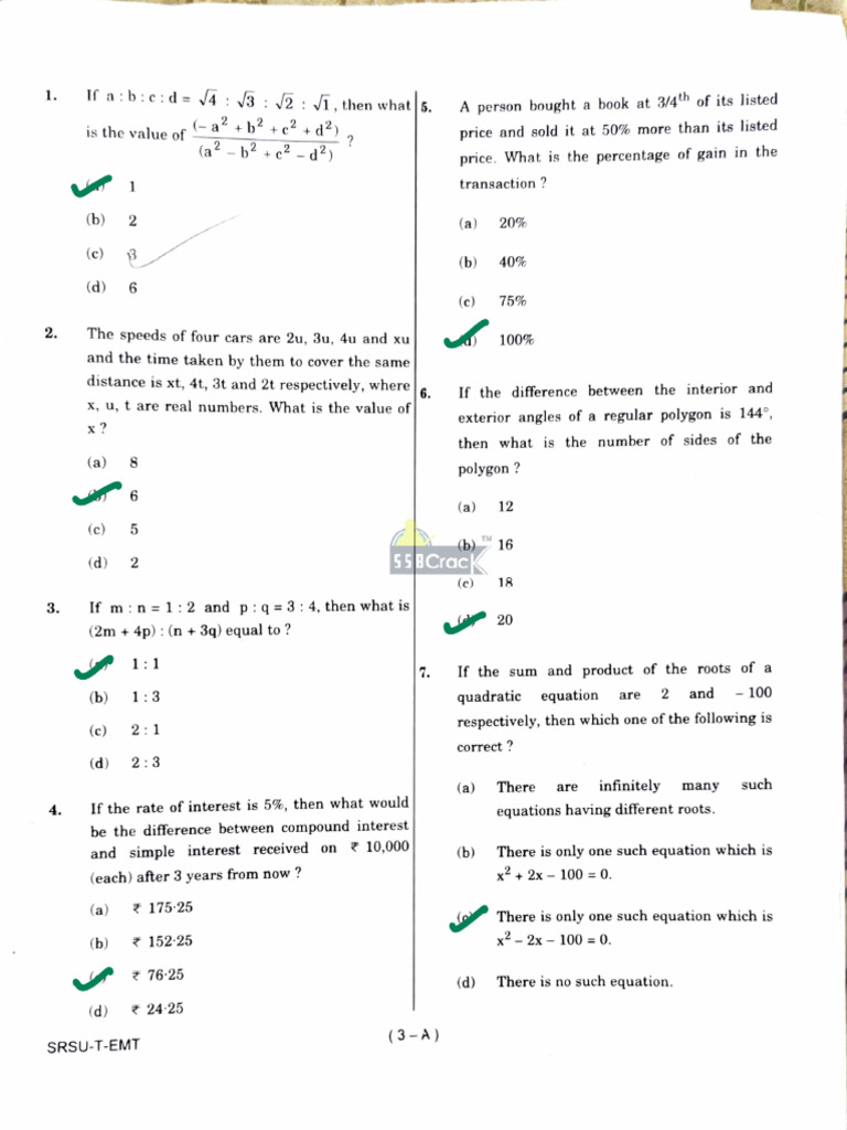 CDS 1 2024 Maths Question Paper and Answer Key | PDF | Area | Euclidean ...
