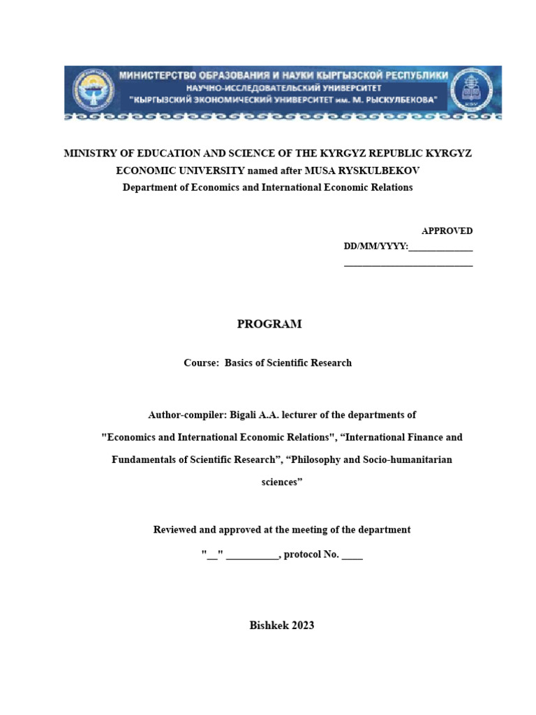 Program For Basics of Scientific Research | PDF | Statistics | Methodology