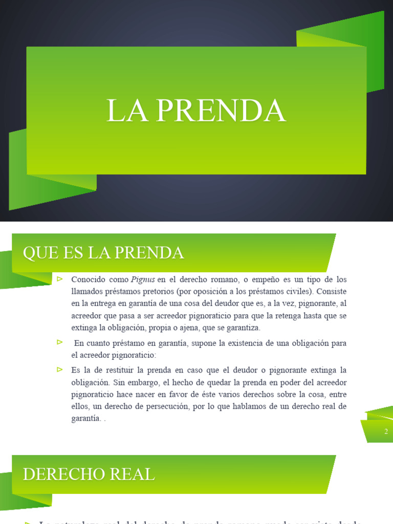 Exposicion La Prenda | PDF | Posesión (Ley) | Derecho civil (sistema legal)