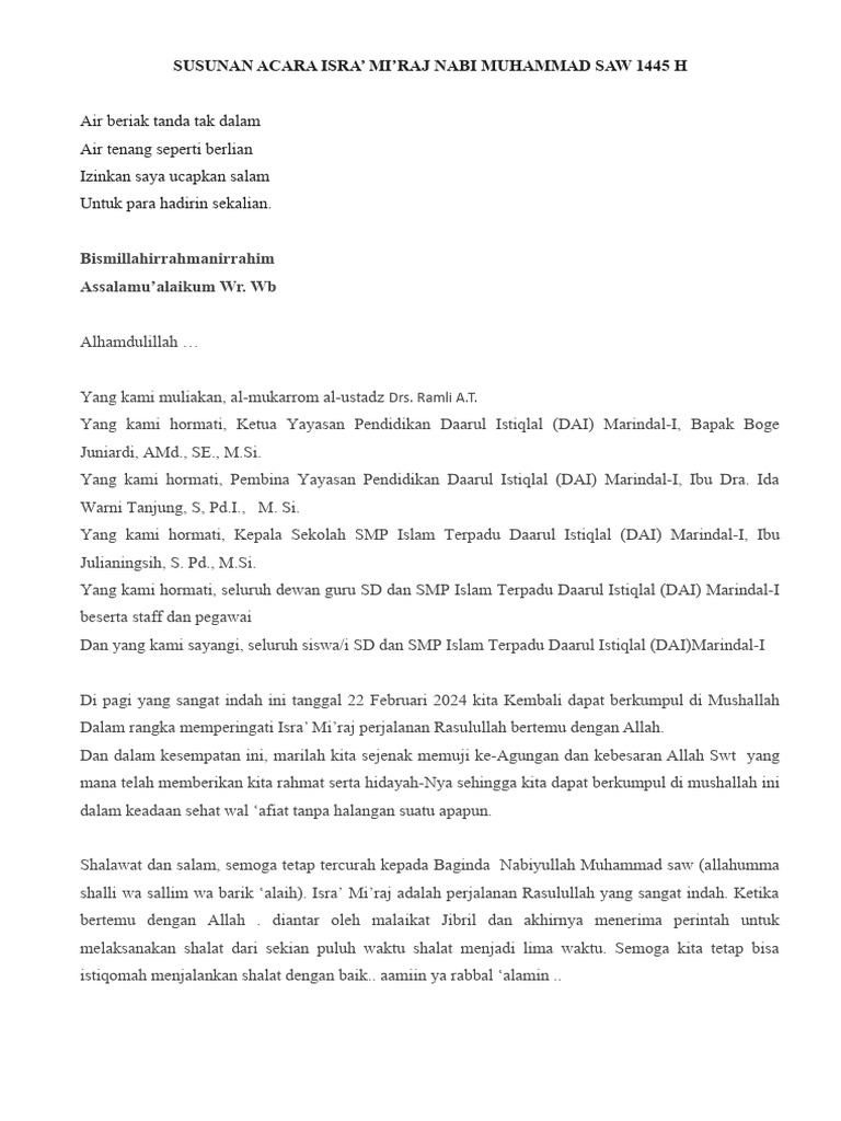 Susunan Acara Isra' Mi'Raj - 040754 | PDF