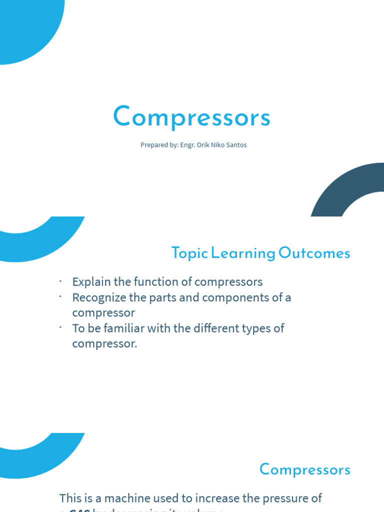 Powerpoint Lecture On Compressors Pdf Rotating Machines Engineering