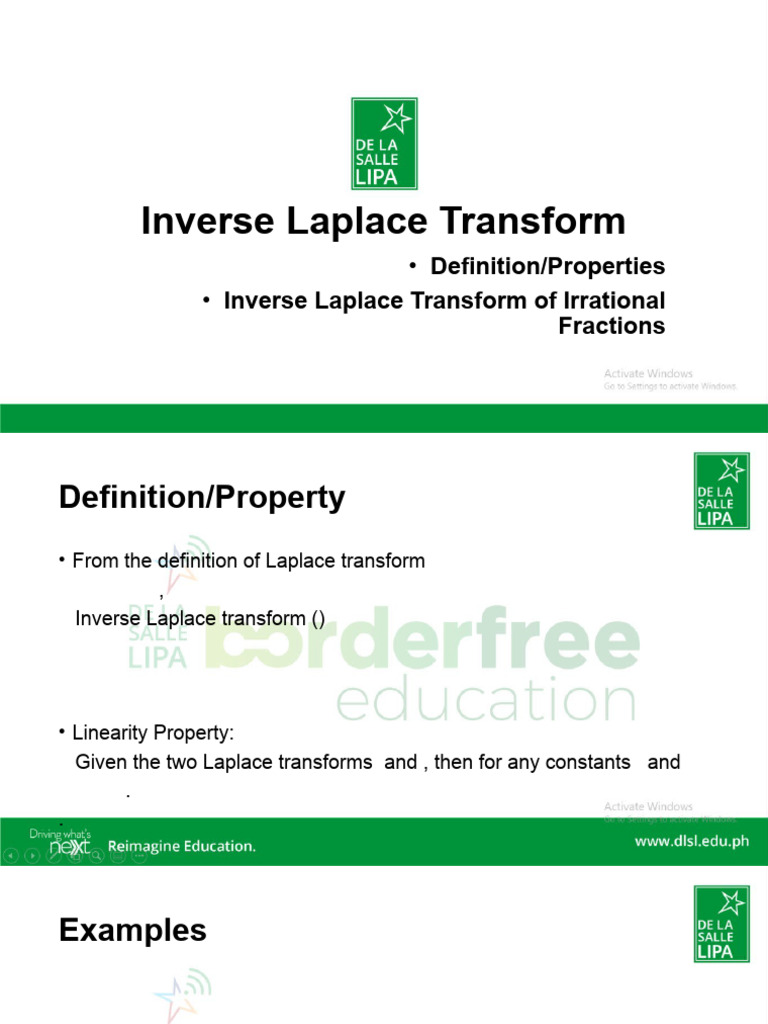 Inverse Laplace Transform 1 1 Pdf 9439