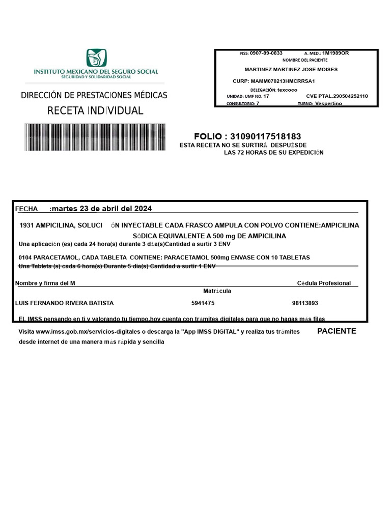Receta Imss | PDF