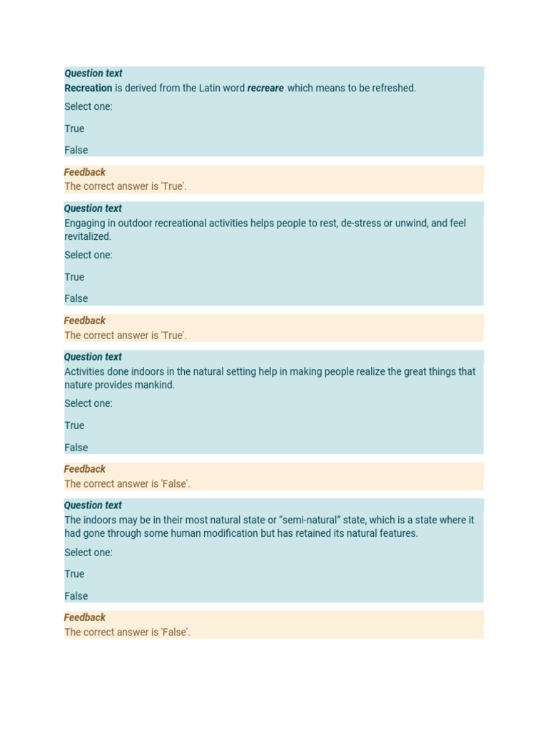 Outdoor Recreation Knowledge Quiz | PDF | Scuba Diving | Snorkeling