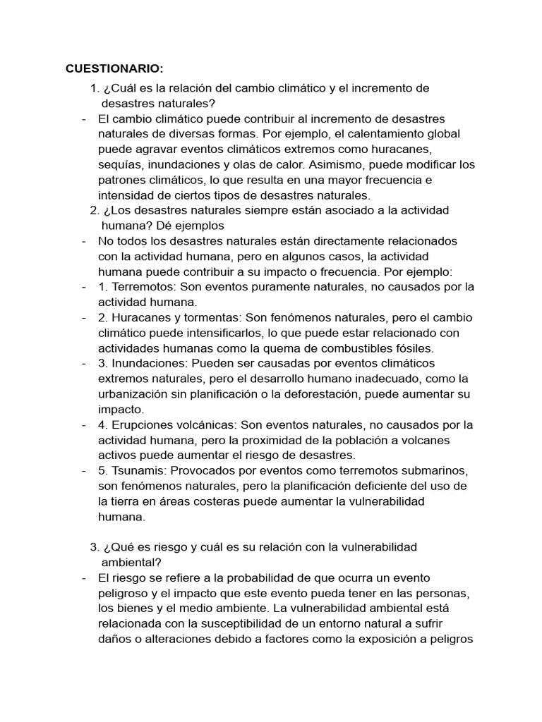 Cambio Climático y Desastres Naturales | PDF | Desastres naturales ...