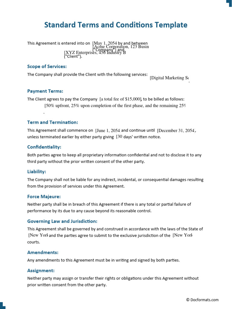 ONE Standard Terms and Conditions Template - Word | PDF | Legal ...