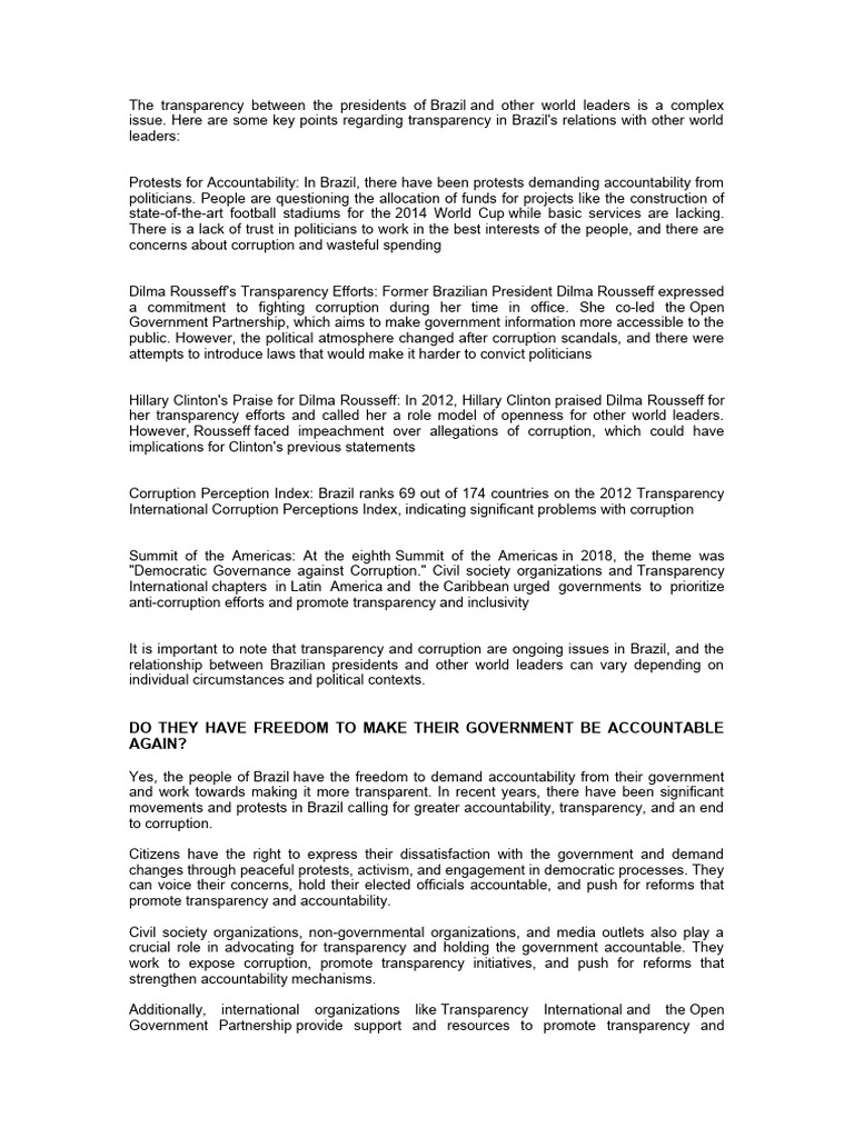 President Transparency | PDF | Accountability | Corruption