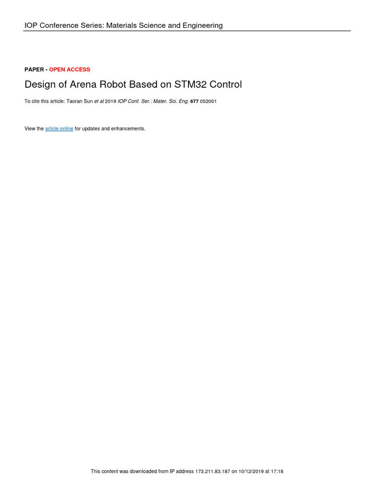 Design of Arena Robot Based On STM32 Control | PDF | Robot | Robotics