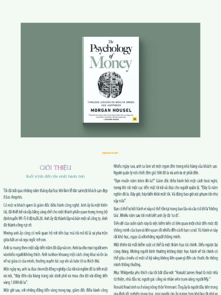 Tâm Lý Học Về Tiền - Morgan Housel | PDF