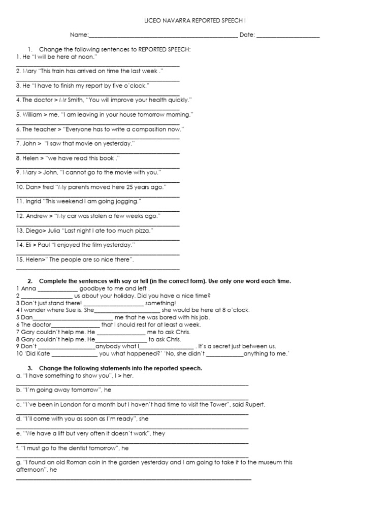Reported Speech I | PDF