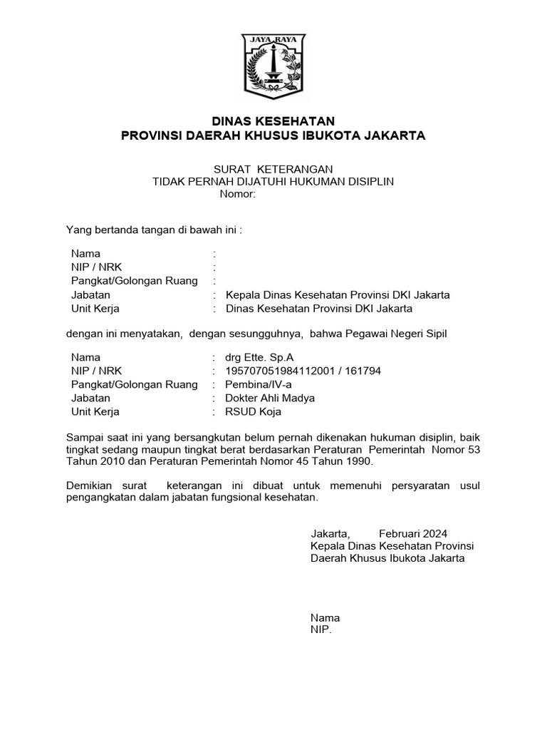 Surat Pernyataan Hukdis | PDF