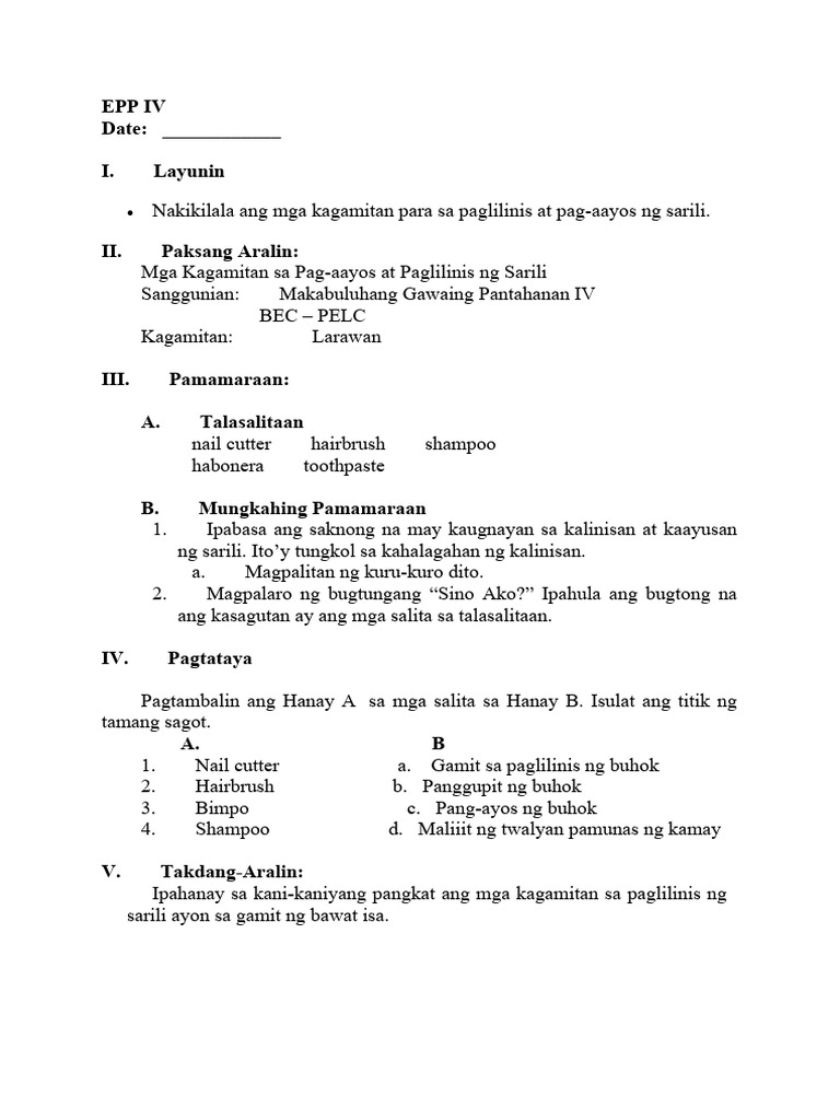 EPP IV Daily Lesson Plan 2023-2024 | PDF