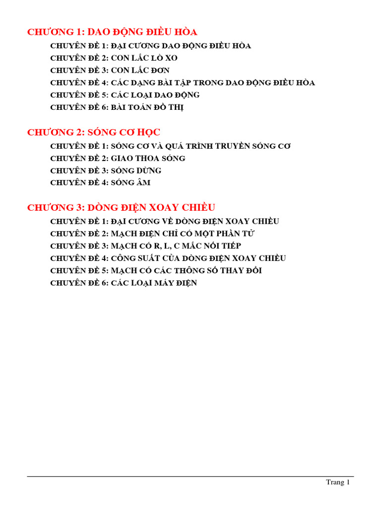 Đ T Phá 8+ Lý 11 12 - Chương 1 Dao Đ NG Cơ | PDF