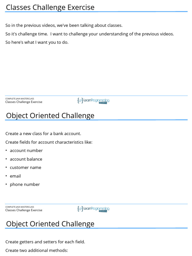 108 Slides OOP Part 1 Inheritance Classes Challenge Exercise | PDF | Career & Growth | Computers