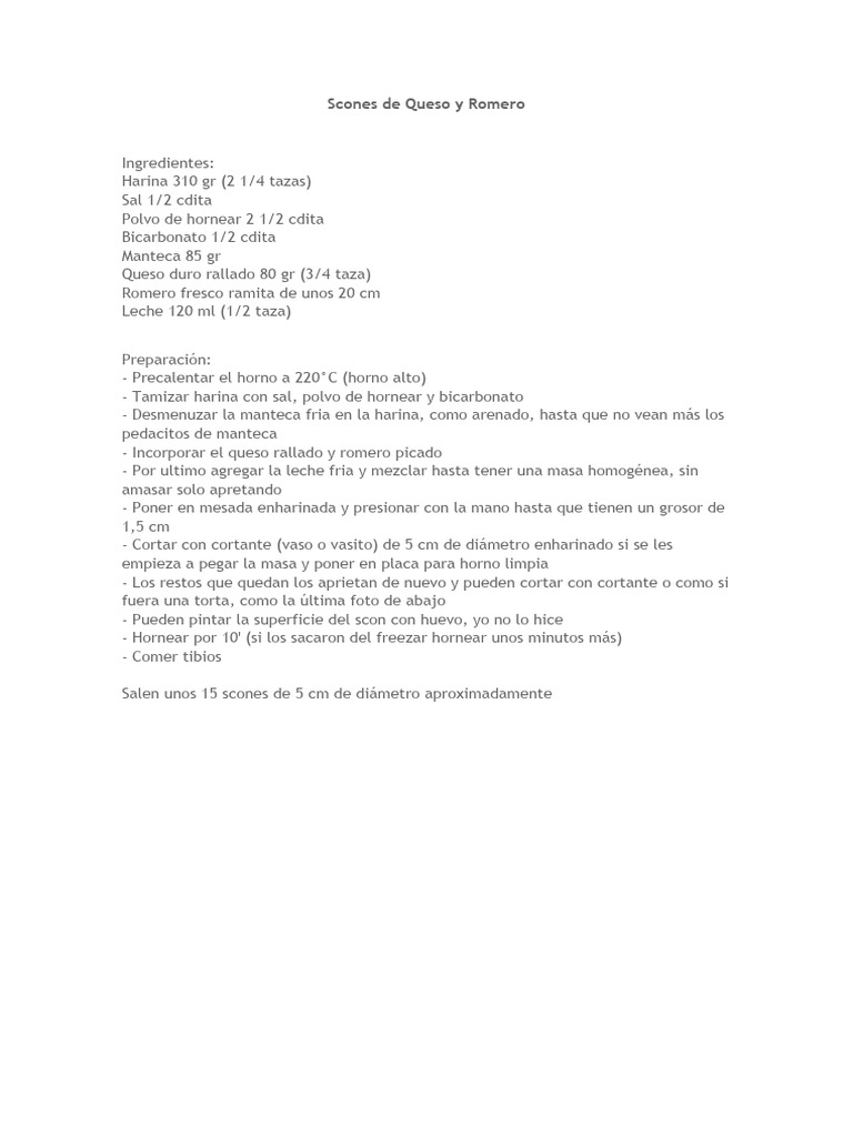Scons de Queso y Romero | PDF