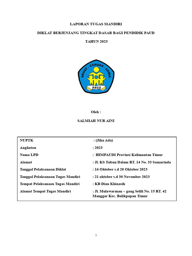 Tugas Mandiri Diksar 2023 - Salmiah | PDF | Karier & Perkembangan