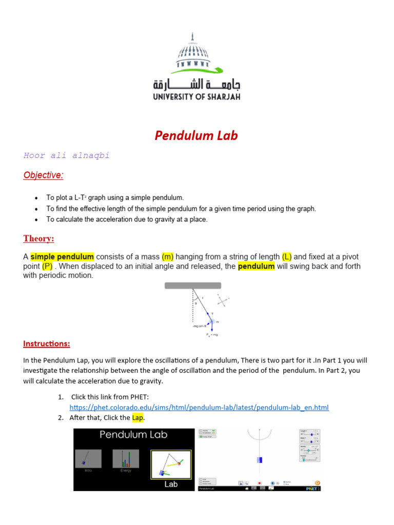 Pendulum Lab | Download Free PDF | Pendulum | Oscillation