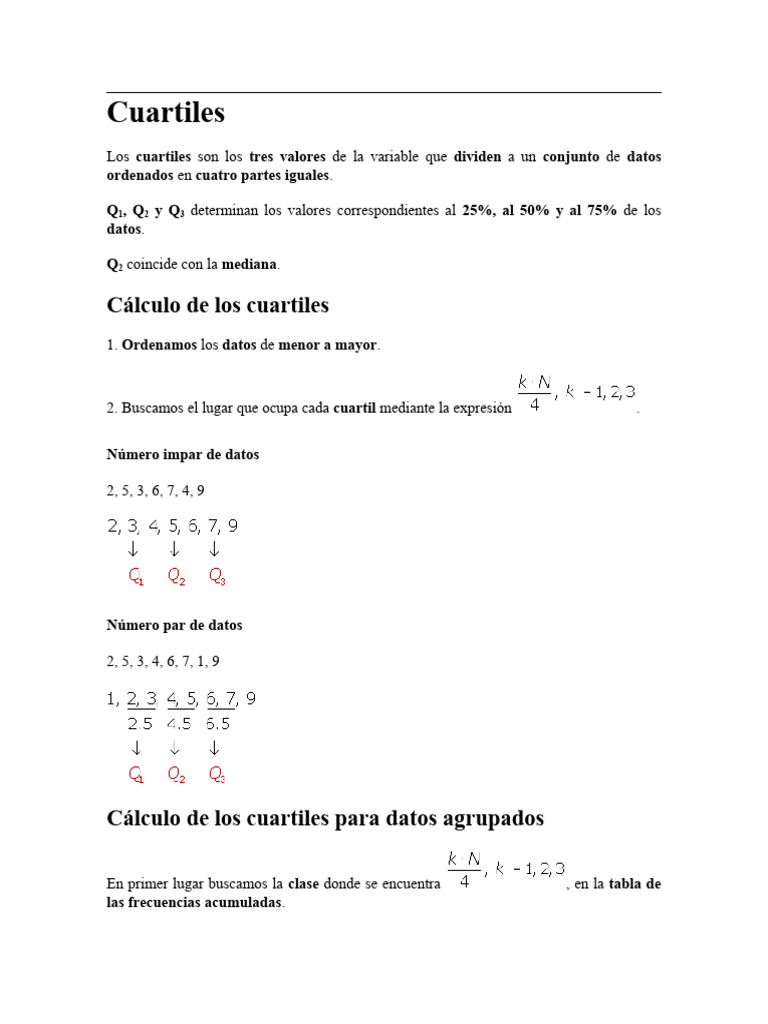 Cálculo de Cuartiles en Datos | PDF | Ciencia y matemáticas | Informática