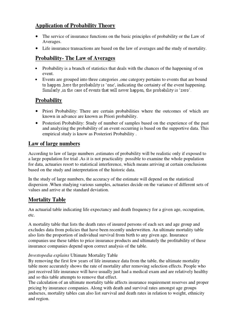 Application of Probability Theory | PDF | Actuary | Life Insurance