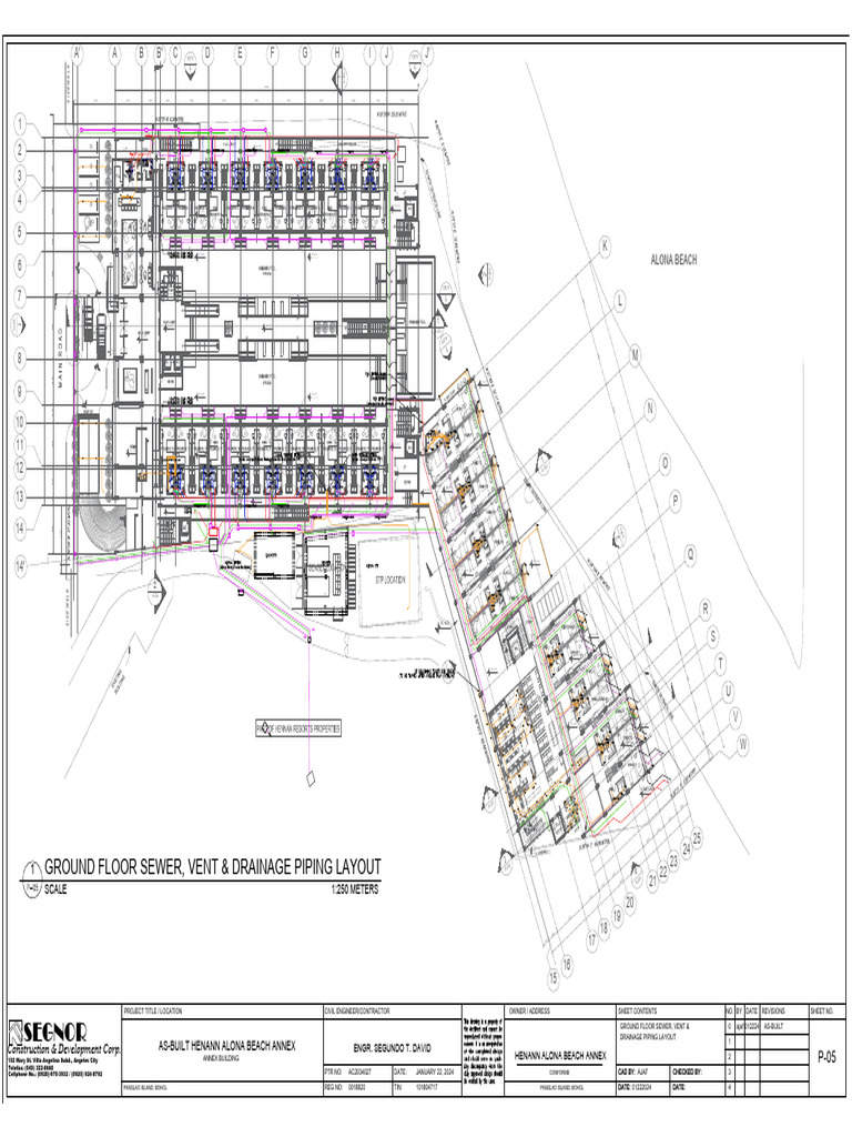 P-05 AS-BUILT GROUND FLOOR SEWER, VENT & DRAINAGE PIPING LAYOUT-Model ...