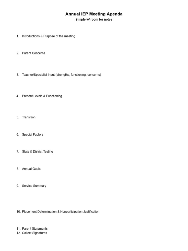 Annual Iep Meeting Agenda | PDF | Business | Finance & Money Management