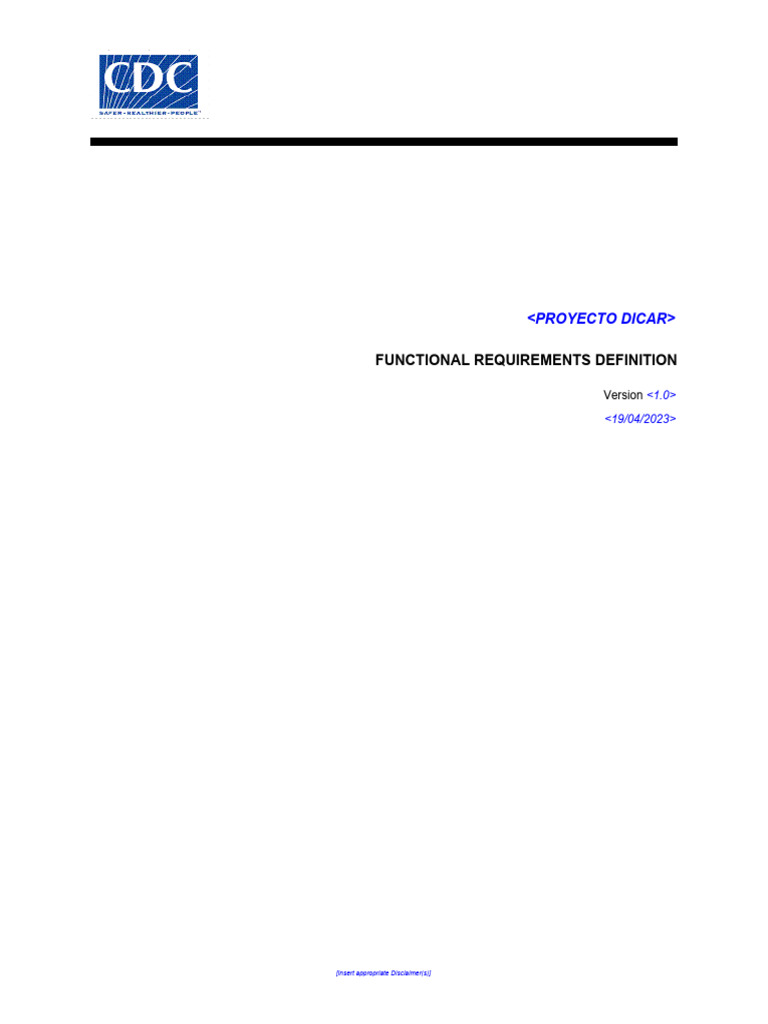 CDC UP Functional Requirements Definition Template | PDF | Comercio ...