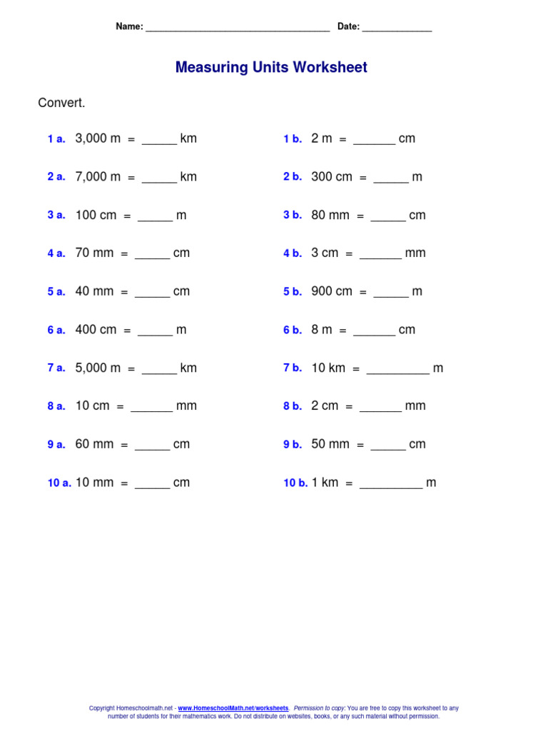 Measurement Units Worksheet-3 | PDF