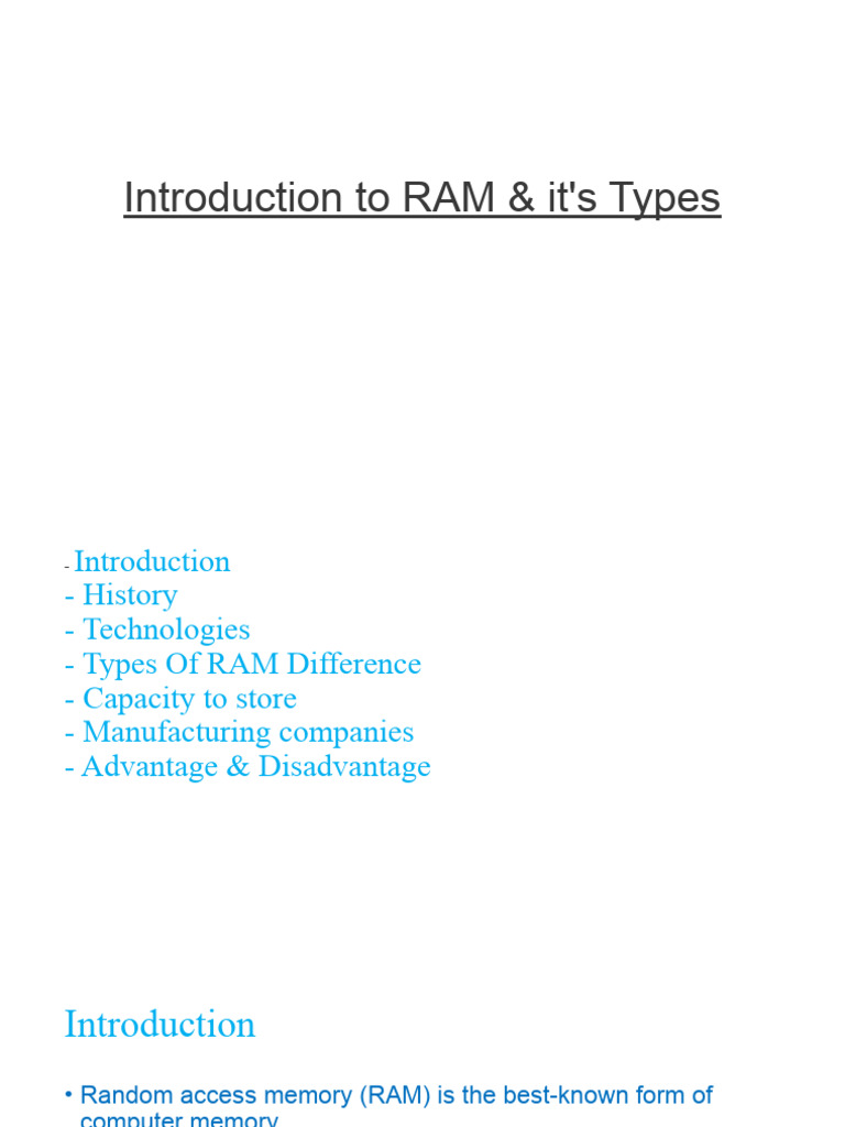 Introduction To RAM & It's Types | PDF | Random Access Memory | Dynamic ...