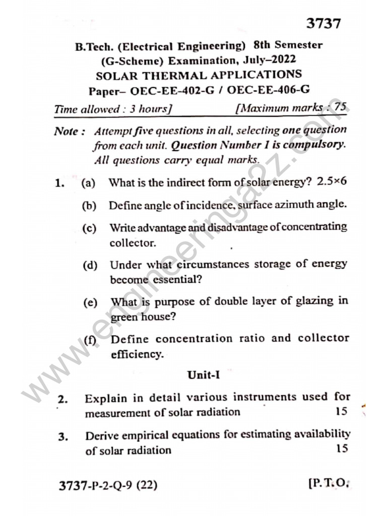 B.Tech Electrical Engineering 8th Semester Papers | PDF