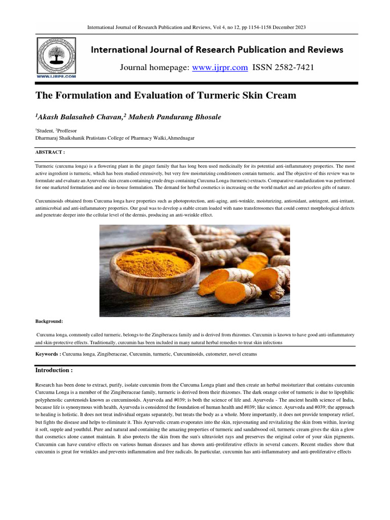 IJRPR20194 | PDF | Turmeric | Topical Medication