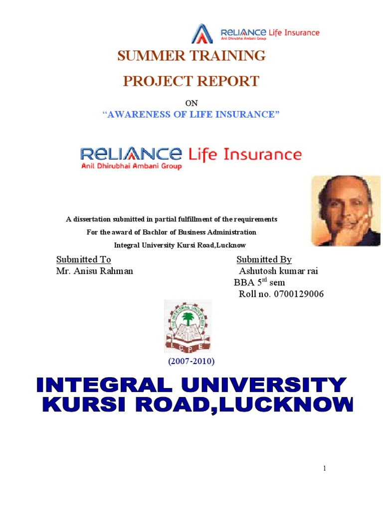 Reliance Life Insurance Project | Insurance | Survey Methodology