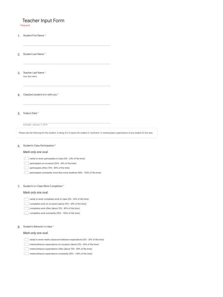 Ge Teacher Input Form | PDF | Communication | Cognition