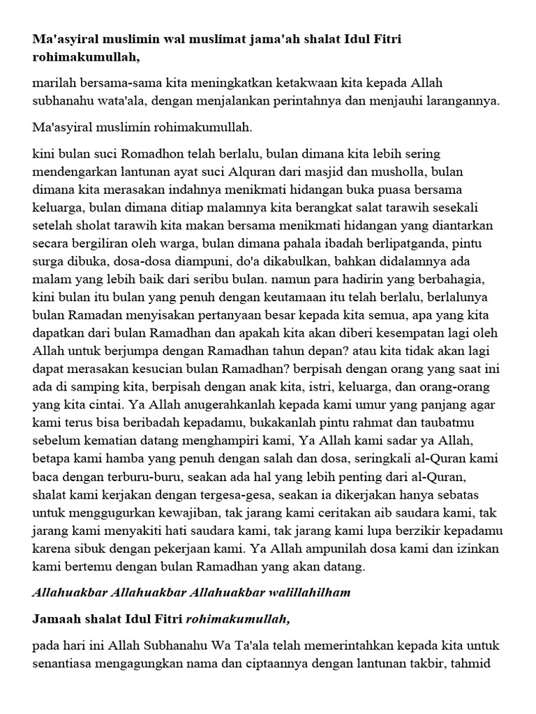 Idul Fitri | PDF | Agama & Spiritualitas
