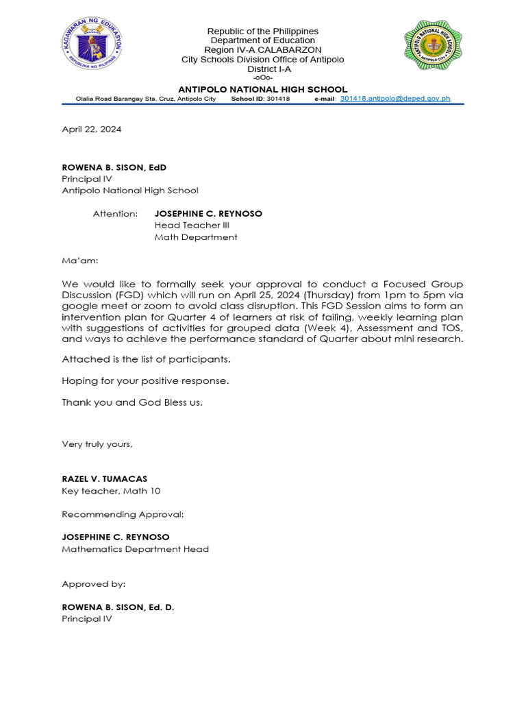 INSET Letter, Form 1,2 | PDF