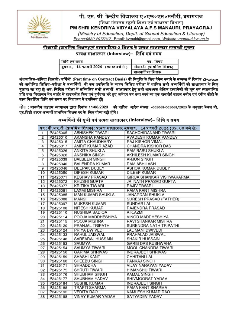 Notice For Shortlisted Candidates - 0 | PDF