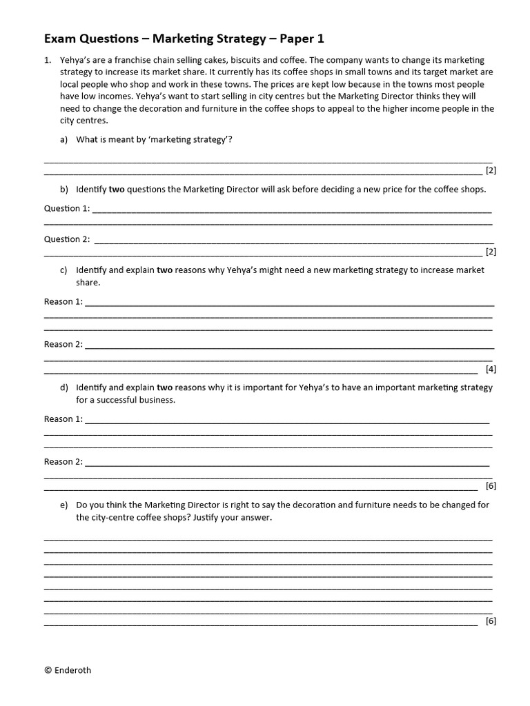 3.4 Exam Questions Paper 1 | PDF | Marketing | Business