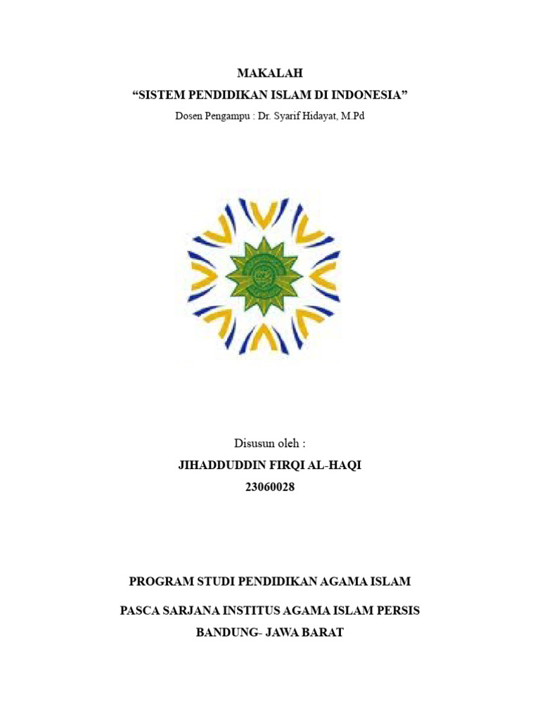Sistem Pendidikan Islam Di Indonesia Dr. Syarif Hidayat, M, PD | PDF ...