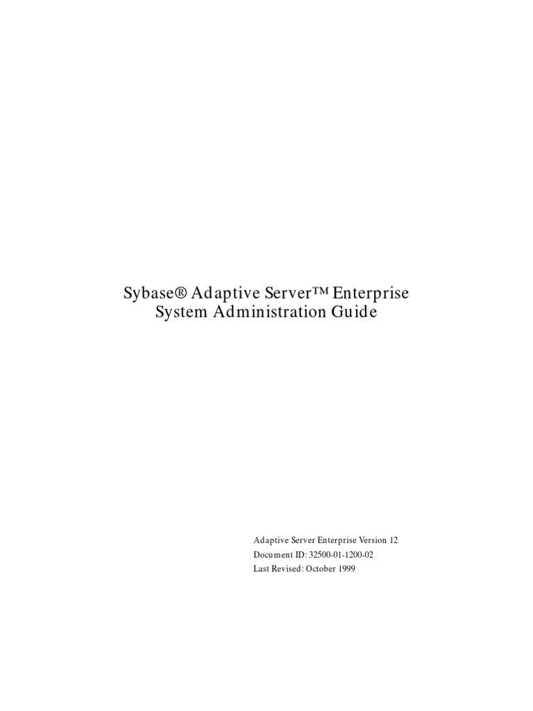 Sybase® Adaptive Server™ Enterprise System Admin Guide Pdf Information Retrieval Databases