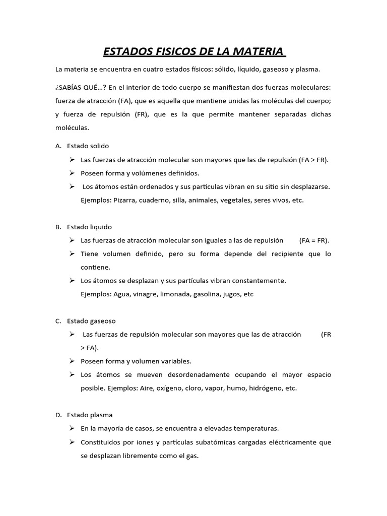 Estados Fisicos de La Materia Tema 6 | PDF | Artes del Lenguaje y ...